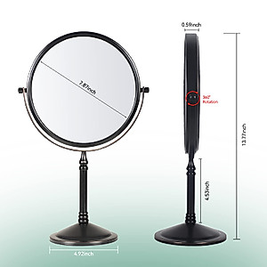 Nicesail Tabletop Makeup Mirror, Double-Side 1X-10X, 360 Swivel Cosmetic Mirror for Table Desk, No Light Oil Rubbed Bronze (8 Inch, 10X)