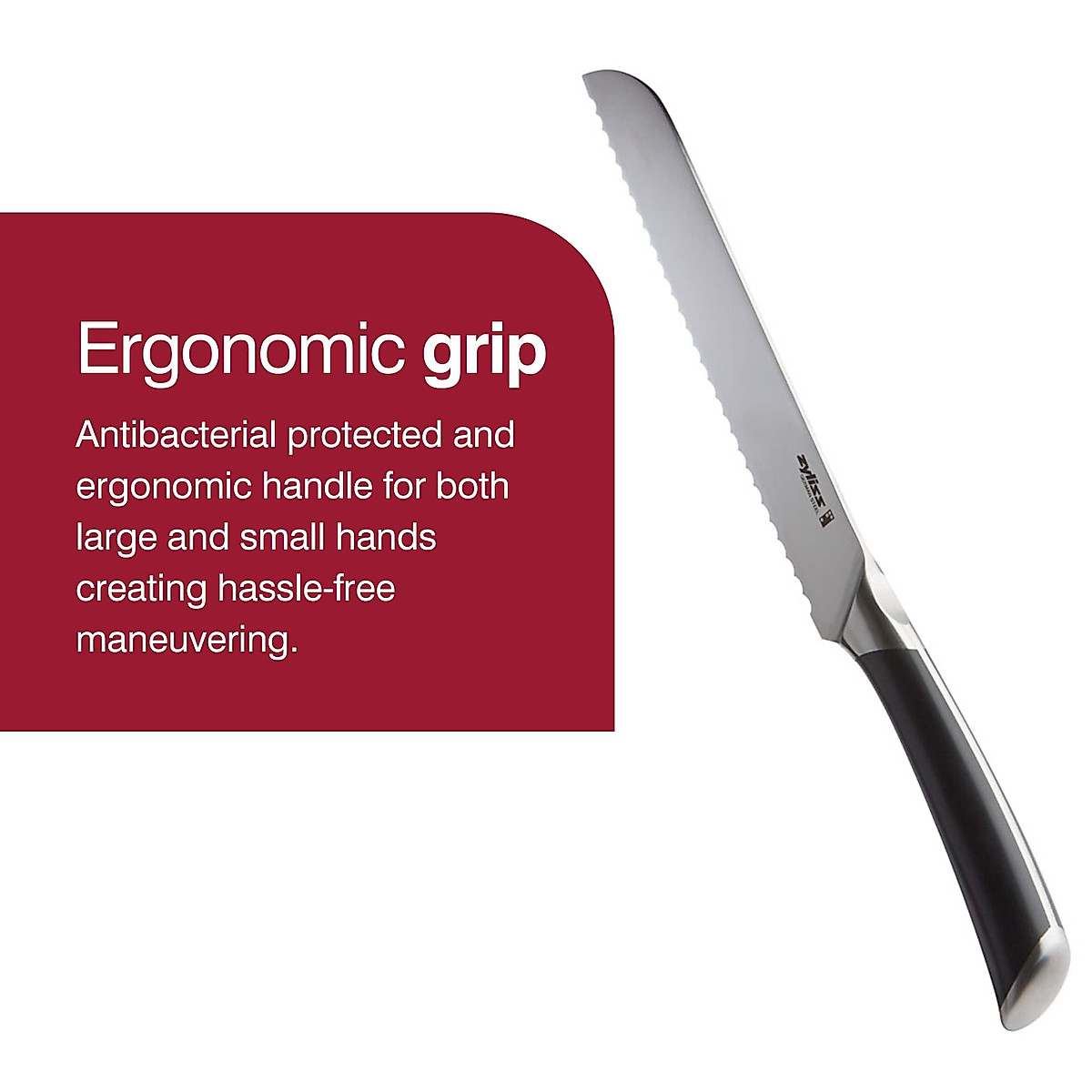 Zyliss Comfort Pro Bread Knife - Full Tang Bread Knife - Ice Hardened Stainless Steel Kitchen Knife - Crumble-Free Kitchen Cutlery - Black/Stainless Steel - 8 inches