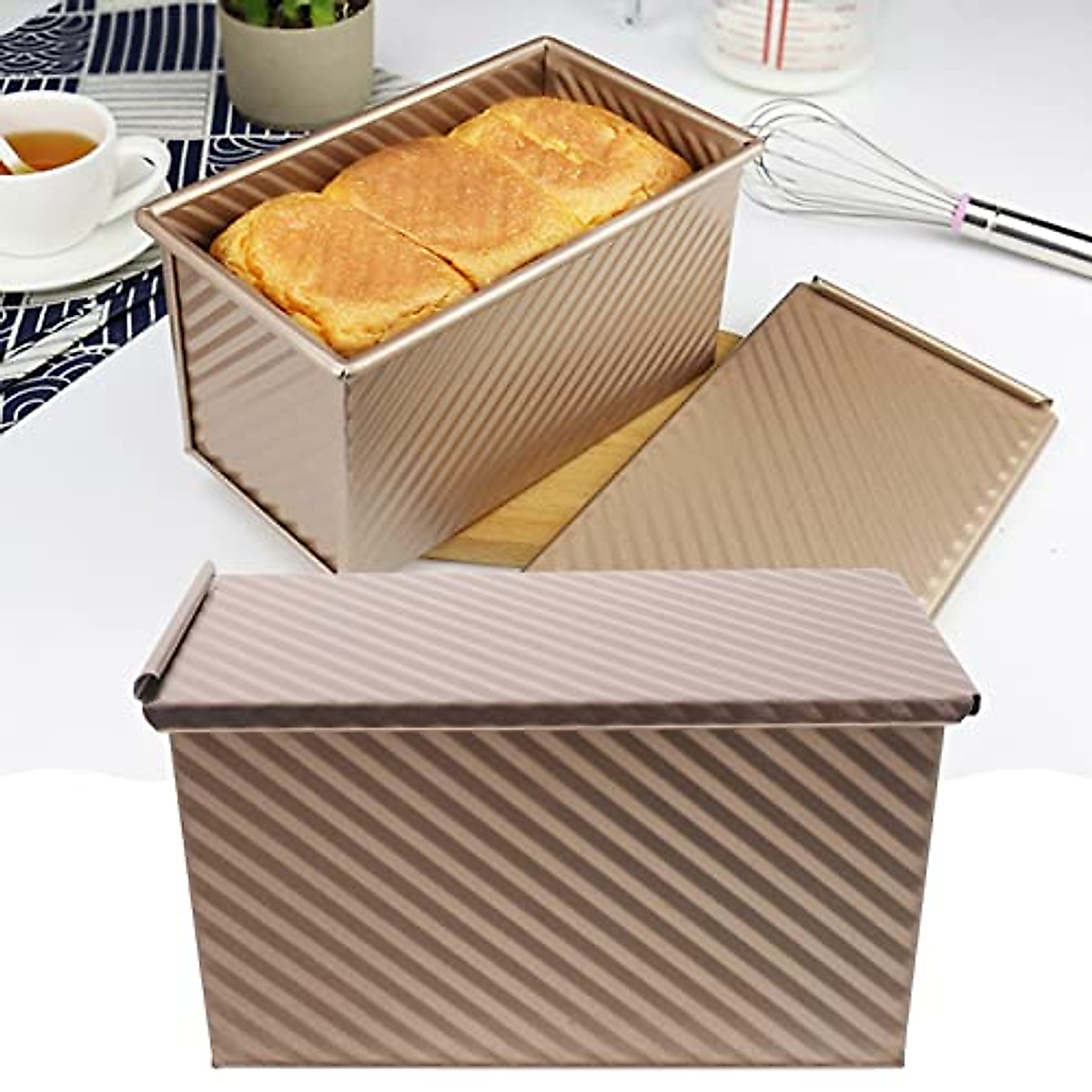 HEMOTON Toast Baking Mold Sandwich Bread Sandwich Bread Household Toast Mold Loaf Pan with Lid Nonstick Loaf Pan Carbon Steel Bread Pan Kitchen Loaf Pan Bread Baking Tin Bread Loaf Pan