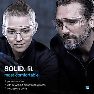 SolidWork 12-Pack Safety Glasses Clear Lens with Reinforced Side Shields, Anti Fog, Anti Scratch, Anti-Glare, Adjustable Temples, Protective Eyewear for Men & Women