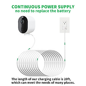 DIANMU 20FT Magnetic Charging Cable with Charger for Arlo Pro 4/Pro 5S/Pro 3/Ultra 2 Spotlight Camera, Outdoor Power Adapter and Extension Cord for Arlo (Not for Pro3 Floodlight/Pro2/Essential),1 Pack