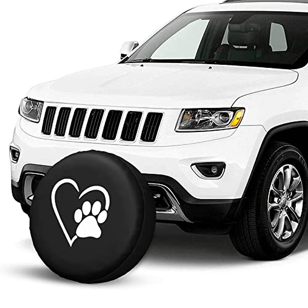 Love Heart Bear's Paw Fashion Graphic Print Spare Tire Cover Wheel Protector Waterproof Dustproof Uv Resistant for Jeep, Camping Travel Trailer, Rv, SUV and Many Vehicle Universal 17 Inch