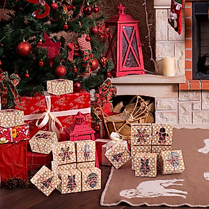 Tenare 30 Pieces Christmas Cookie Boxes with Clear Window Cupcake Boxes Bakery Boxes Pastry Packaging Boxes Brown Kraft Present Box with Rope for Food Present Giving, 4 x 4 x 2.5 Inches (Delicate)