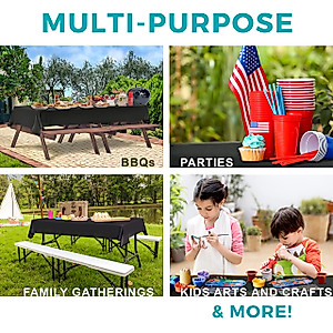 54in X 100ft Black Premium Plastic Disposable Tablecloth Roll with in Built Cutter Box | Table Cover for Party, Picnic, Banquet & Kids Activities