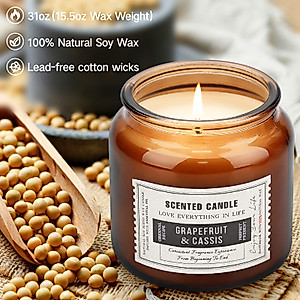 [300H, 46.5oz] Candles for Home Scented, 3 Pack Large Soy Scented Candles, Aromatherapy Candles Set, Glass Amber Jar Candles, Candles for Men and Women