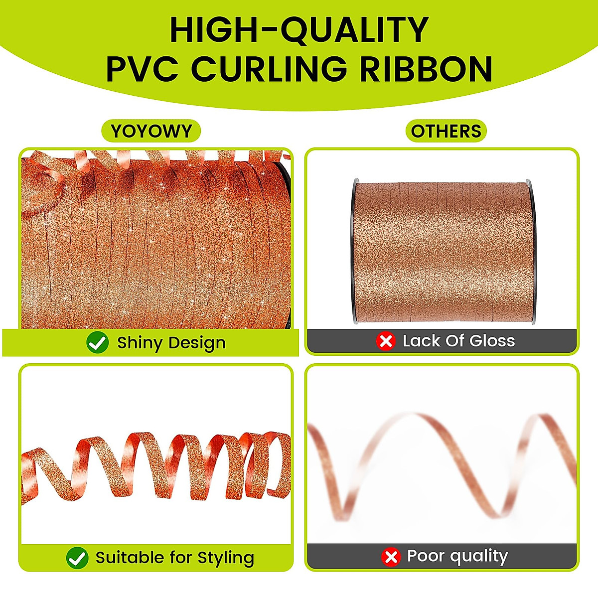 YOYOWY 500 Yard Orange Curling Ribbon for Gift Wrapping, Balloon String Ribbons for Crafts and Flower Bouquet, Christmas Gift Wrap Ribbon (Orange)