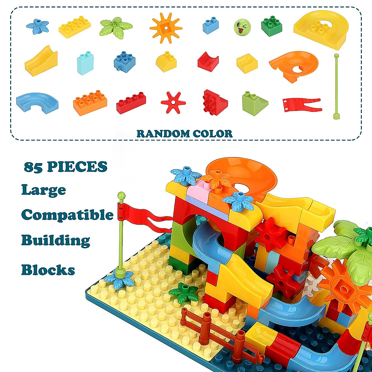 INKPOT Kids 5-in-1 Multi Activity Table Set, Learning Play Table with Storage Includes 85 Pieces Large Building Blocks Set for Toddlers Age 1 2 3 Educational Toy Bricks Gift for Kids