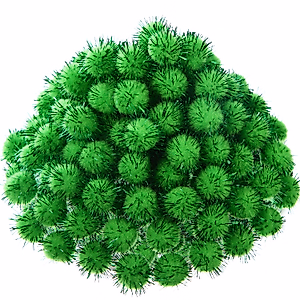 Shappy 500 Pieces Christmas Glitter Pompoms 1 Inch Fuzzy Pom Poms Arts Crafts Making Balls for Hobby Supplies Craft DIY Party Decoration (White)