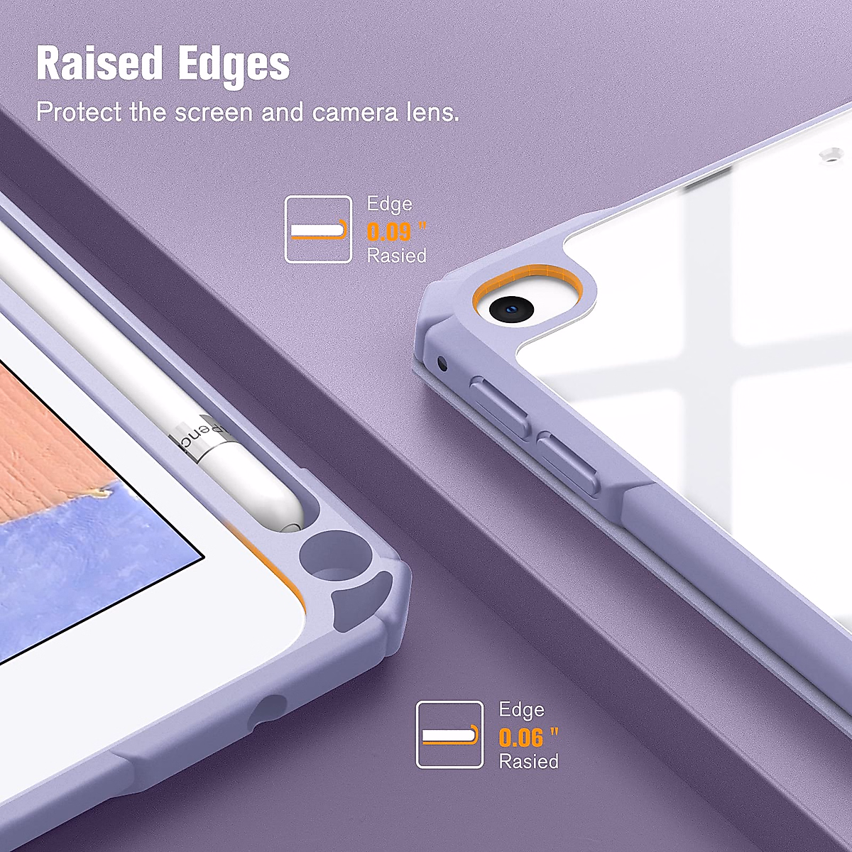 Fintie Hybrid Slim Case for iPad Mini 5th Generation 2019 / iPad Mini 4 (7.9 Inch) - [Built-in Pencil Holder] Shockproof Cover with Clear Transparent Back Shell, Lilac Purple