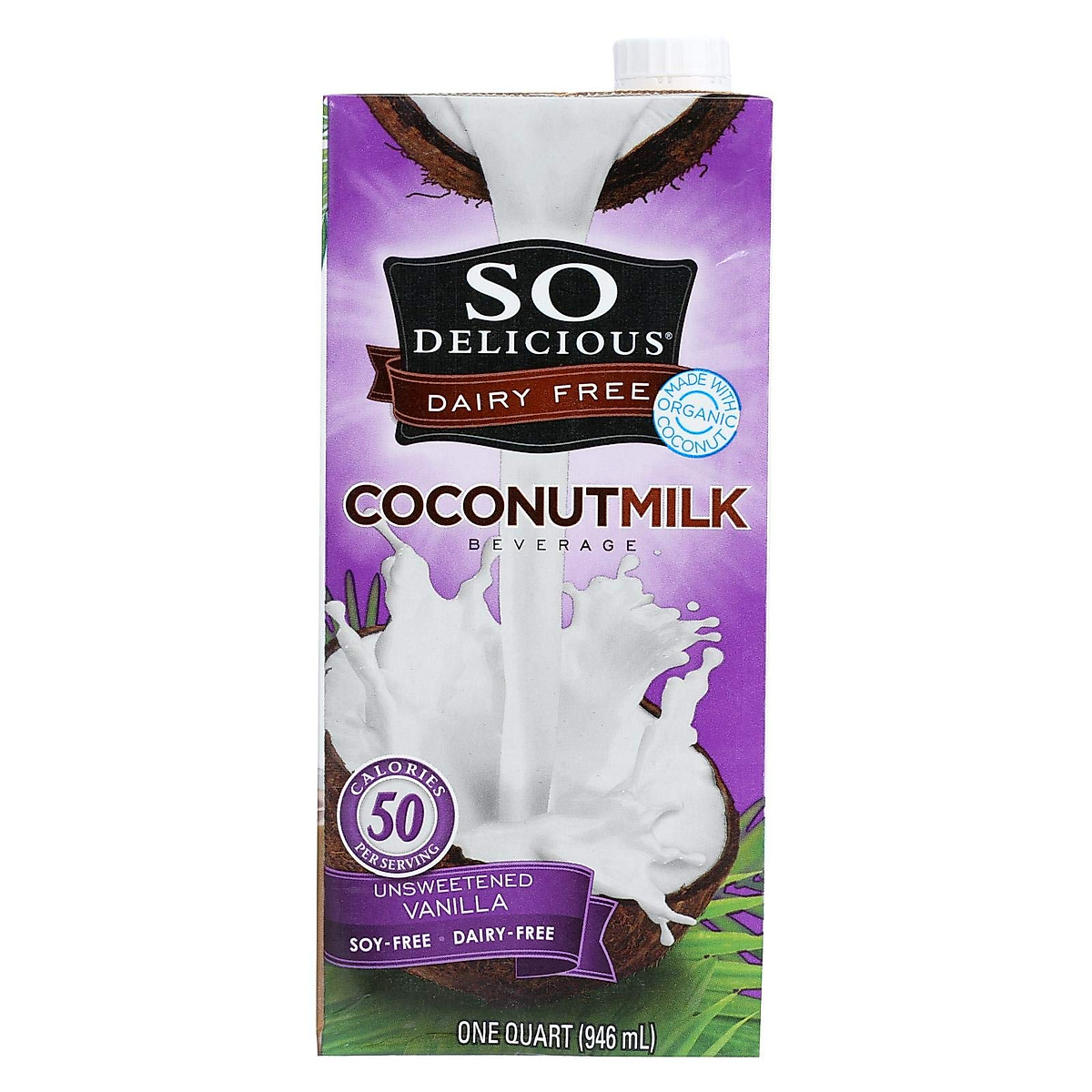 So Delicious Organic Unsweetened Vanilla Coconut Milk, 32 Fluid Ounce - 12 per case