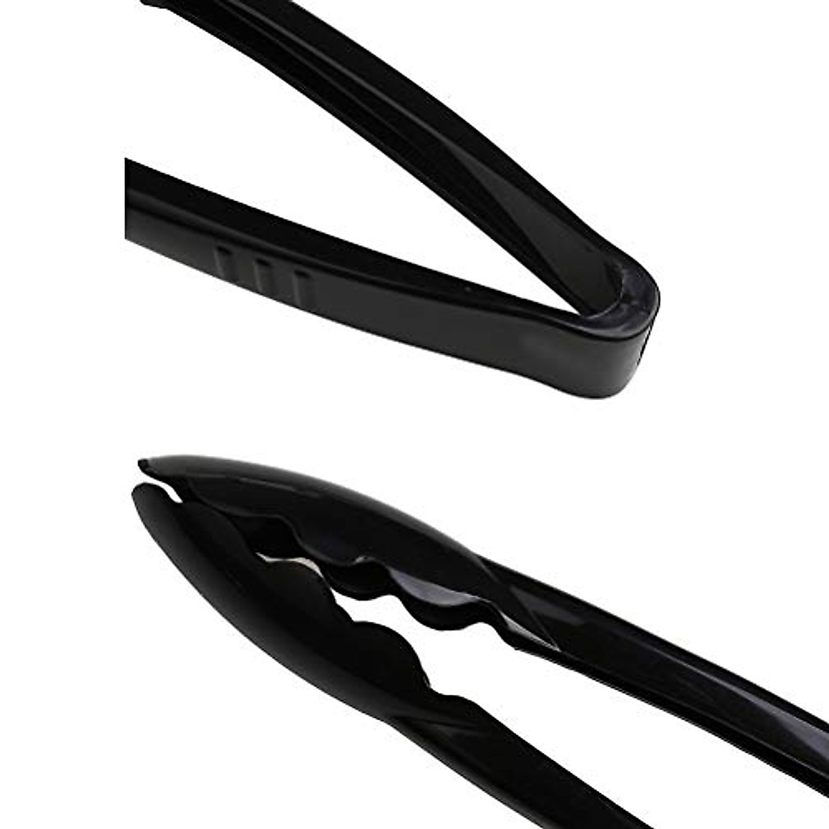 SUMAJU 6PCS Black Serving Tongs, Plastic Tongs Disposable Mini Toast Tongs for Candy Bar Pasta BBQ Appetizers Pastries