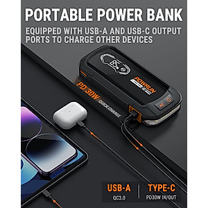 Powrun P-ONE PRO Jump Starter - 2500A Portable Jump Box for 8.5L Gas and 7.0L Diesel Engines, 12V Car Battery Pack With Carry Case