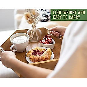 Comfify Honeycomb Serving Trays with Handles – Set of 2 Bamboo Hexagon Nesting Trays – Large, and Small Trays Set for Food, Ottoman Décor & More – Modern Trays for Breakfast -Natural