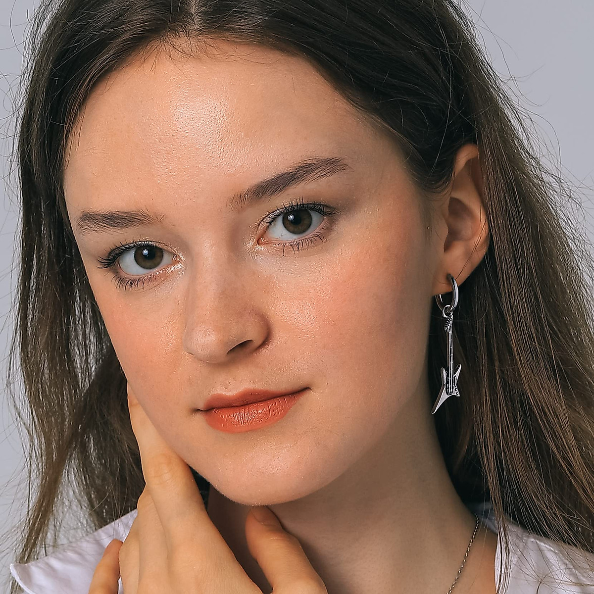 Stainless Steel Electric Hanging Guitar Earrings