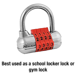 Master Lock Set Your Own Combination Padlock, Gym Locker Locks with Code for Securing Indoor Valuables, Color May Vary, ‎1523D