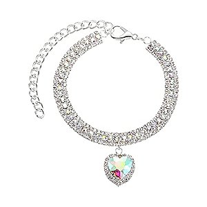 HonpraD Chain Collar with Pull Stop Pet Cat Collar Dog Necklace Metal Diamond Necklace Small and Medium Dogs Chain Pet Accessories