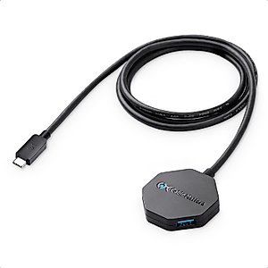 Cable Matters Ultra Mini 4 Port USB C Hub with Long 4 ft Extension Cable Tail (USB C to USB Hub, USB C Hub Long Cord, USB Type C Hub) in Black - Thunderbolt 4 / USB4 / Thunderbolt 3 Port Compatible