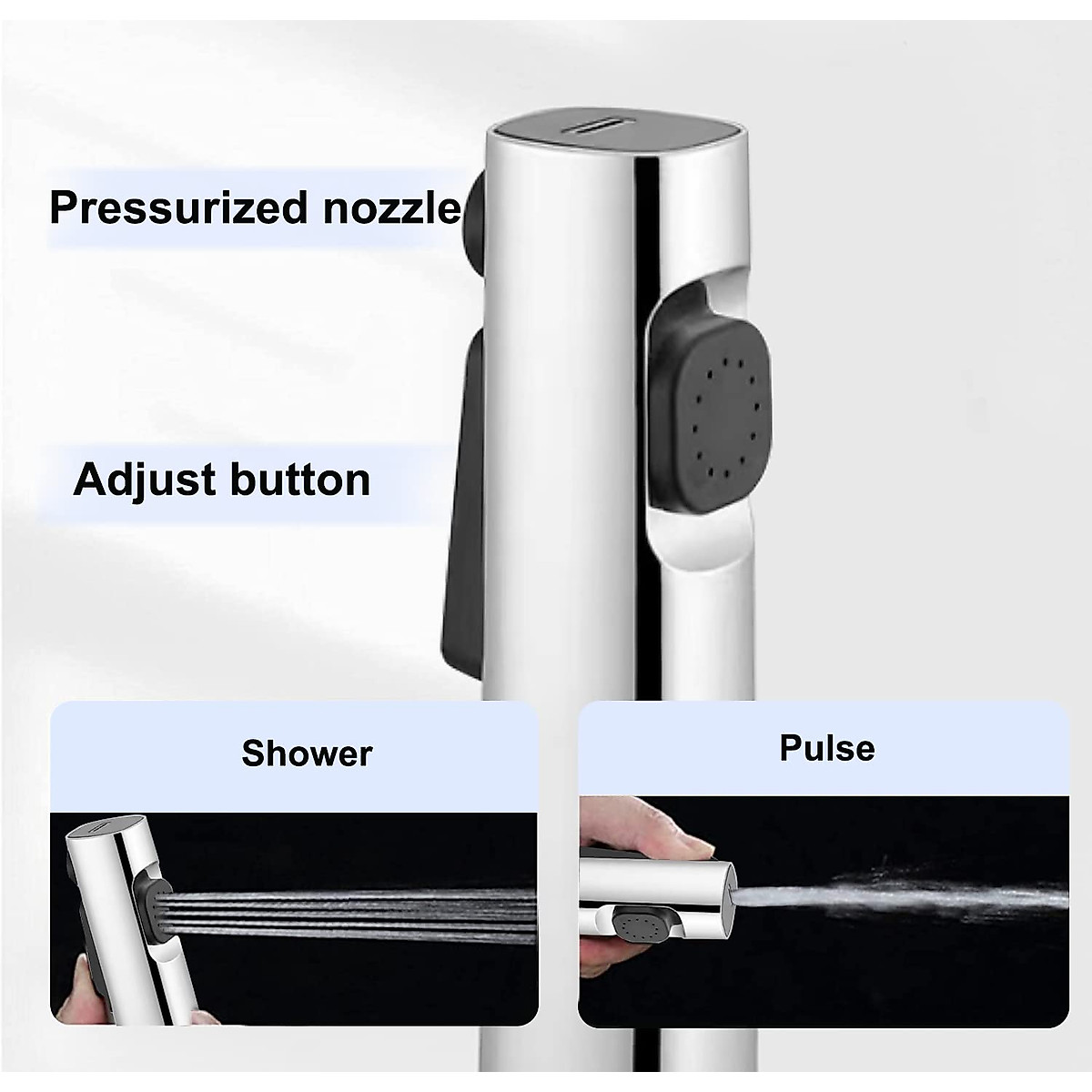 Bidet Hand Held Shower Set Dual Jet Mode Nozzle ABS Plastic Baby Cloth Diaper Spray Set with Faucet Dispenser Spring Hose Wall Mount Bracket