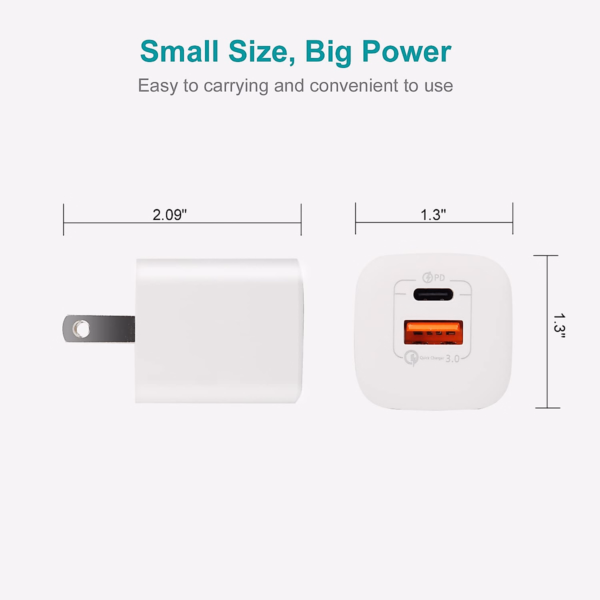 Konnek Stein USB C Fast Charger 33W, Type C Charger Block, Dual Port PD 3.0 Fast Charger Compatible with iPhone 13/13 Mini/13 Pro Max/12/11 Pro Max/XS, iPad Mini/Pro,White,TF2002