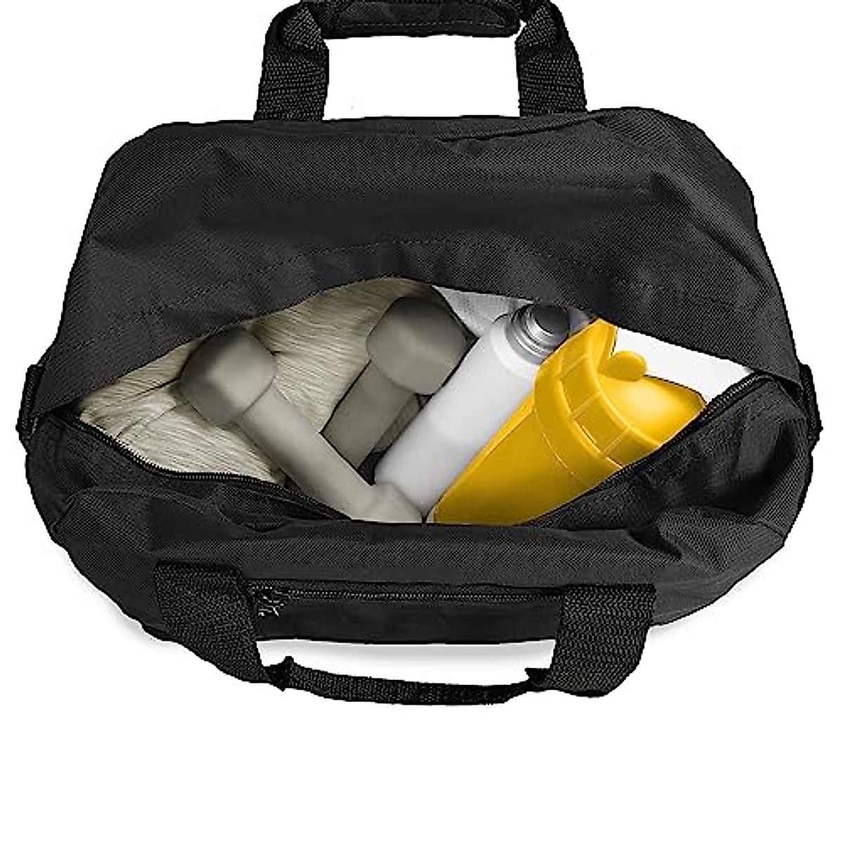 Dalix 14" Small Duffle Bag Two Toned Gym Travel Bag in Black