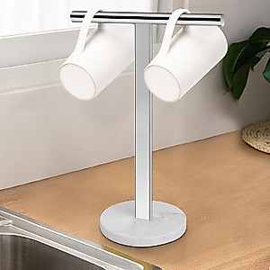NearMoon T-Shape Hand Towel Holder-Bathroom Towel Rack-Stand with Balanced Base Towel Bar for Bathroom Kitchen Vanity Countertop, Modern Stand Towel Ring with Marble Base (16 Inch, Chrome)