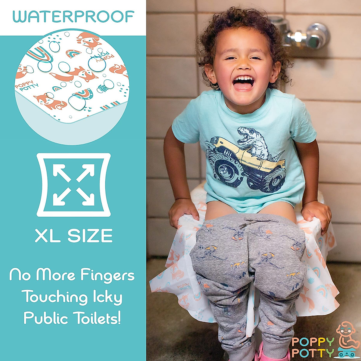 Logie & Gray Kids Disposable Toilet Seat Covers 20 Pack – Extra Large, Complete Hygienic Protection, Travel-Friendly, Disposable Plastic Toilet Seat Cover – Kid-Friendly Toilet Covers Disposable