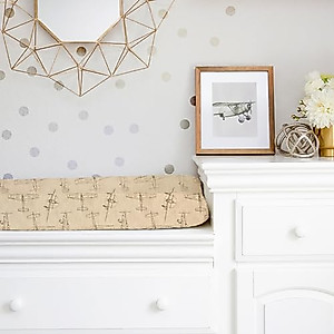 Glenna Jean Airplane Diaper Changing Pad Cover, Tan Brown Flying Aviation Baby Boy Nursery, Soft Cotton Infant Changing Pad Cover, Fits Standard Changing Pads, Vintage Airplane Design