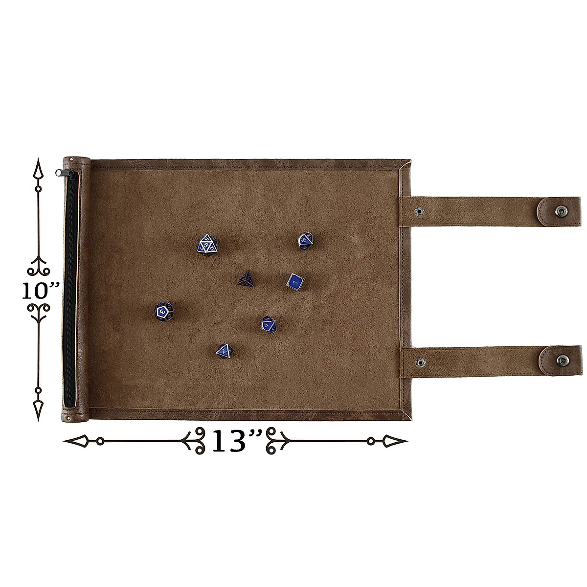 Forged Dice Co Scroll Dice Tray and Rolling Mat with Zippered Dice Holder - Storage Pouch Holds up to 14 Metal or Plastic Polyhedral Dice - Compatible with DND and Dungeons & Dragons Game Dice