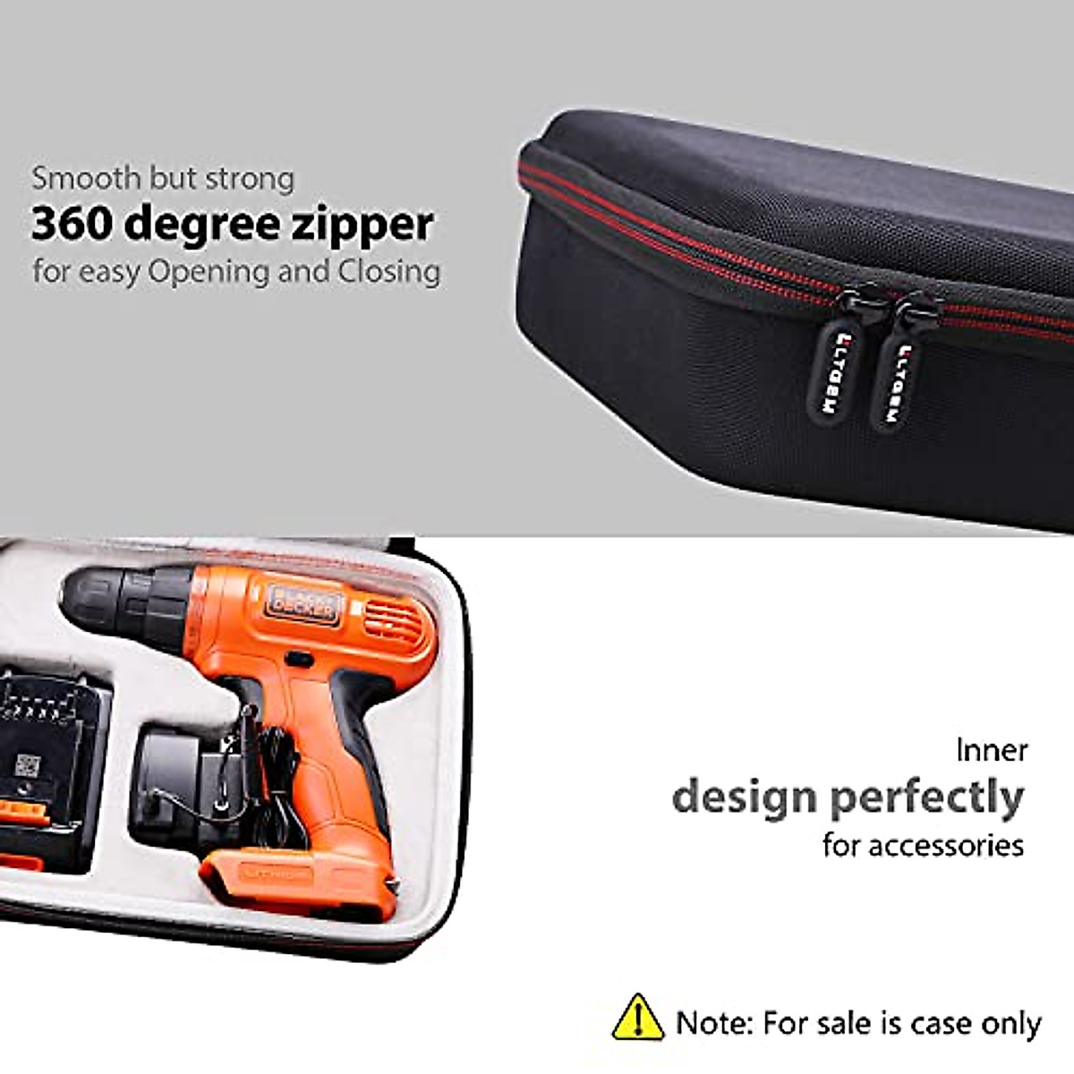 LTGEM EVA Hard Case for DECKER 20V MAX Cordless Drill (LDX120C/LD120VA) and Accessories - Protective Carrying Storage Bag (Sale Case Only)