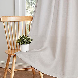 Enactex Linen Textured 84 Inch Pinch Pleat Light Filtering Curtains for Living Room, Semi Sheer Farmhouse Privacy Back Tab Window Treatments for Bedroom 2 Panels, Natural