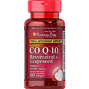 Puritan's Pride Q-Sorb Co Q-10, Resveratrol & Grapeseed-60 Rapid Release Softgels
