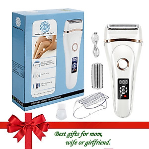 Electric Razor for Women, DCMEKA Women’s Electric Shaver Bikini Trimmer Wet & Dry Use Body Hair Remover for Arm Legs Underarms, Painless Cordless Lady Shaver with LED Power Display