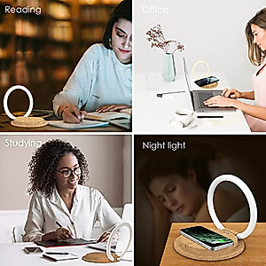 emie Wireless Charger Pad with Lamp, Fast Max 15W Wireless Charging Solution for Qi Enabled/iPhone/Galaxy, LED Touch Table Lamp for Bedside Nightstand Desk and Bedroom Dorm Home Office Decor