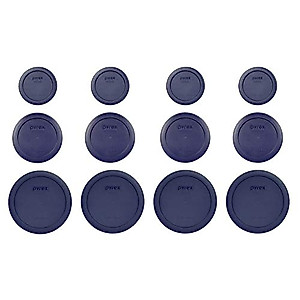 Pyrex (4) 7200-PC 2 Cup Blue & (4) 7201-PC 4 Cup Blue & (4) 7202-PC 1 Cup Blue Lids