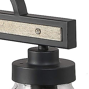 LOG BARN Rustic Mason Jar Lights, Farmhouse Chandelier Metal Finish with Glass Shades, Linear Hanging Pendant for Kitchen Island, Dining Room