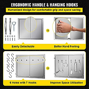 Mophorn BBQ Double Access Door 31W x 24H Inch, BBQ Door Stainless Steel Wall Construction Vertical, Outdoor Kitchen Door for BBQ Island, Grilling Station, Outside Cabinet