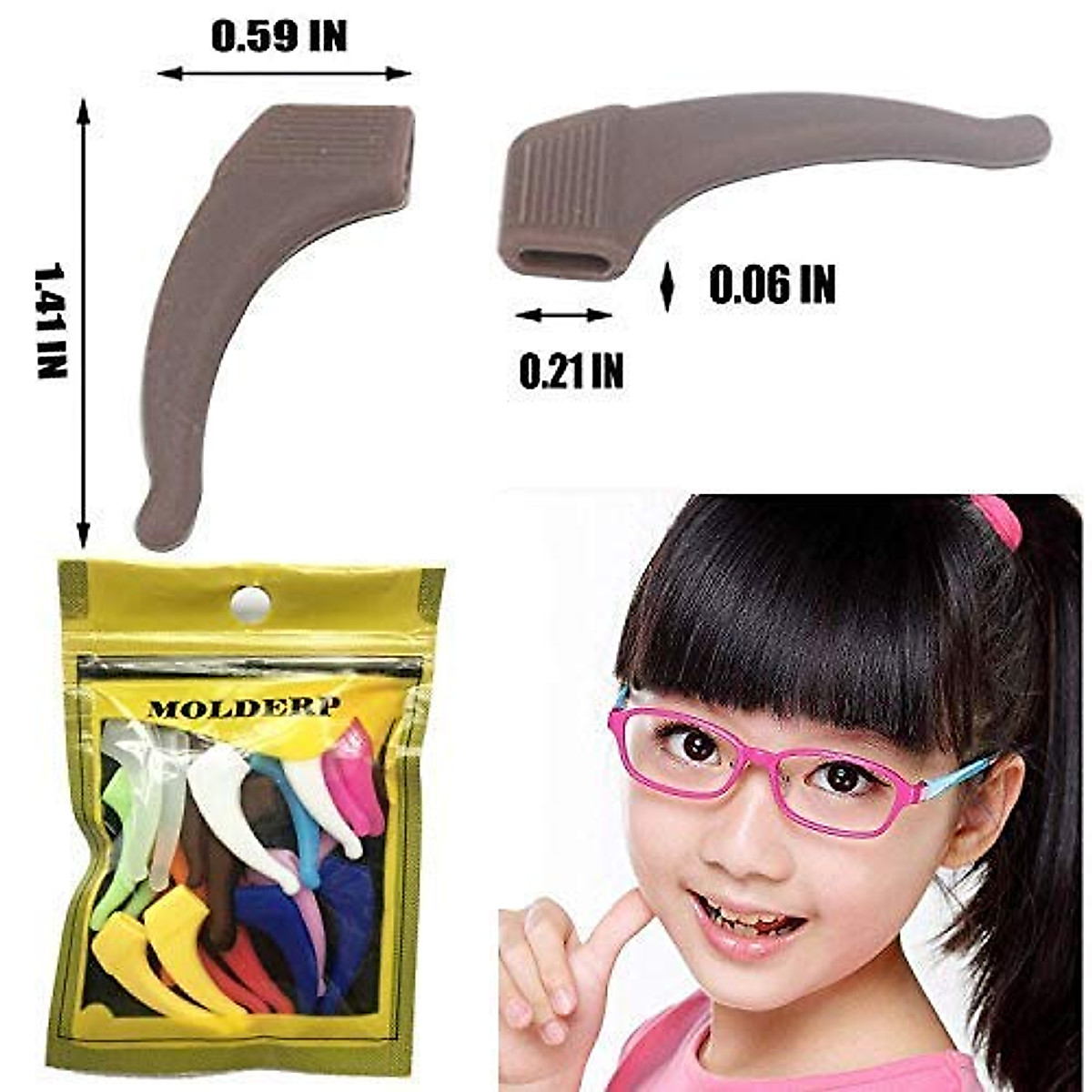 MOLDERP Glasses Ear Grip - 15 pairs Kids and Adults Sport Eyeglass Strap Holder, Eyewear Retainer, Silicone Anti Slip Holder For Glasses, Eyeglass Temple Tip (Multicolored1)