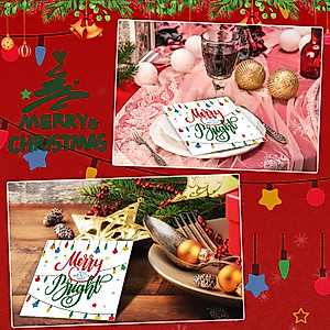 Sherr 200 Packs Christmas Napkins Light Christmas Paper Guest Towels 2 Ply Disposable Bathroom Napkins Decorative Paper Hand Towels for Xmas Winter Holiday Party Supplies (5 x 5 Inch)