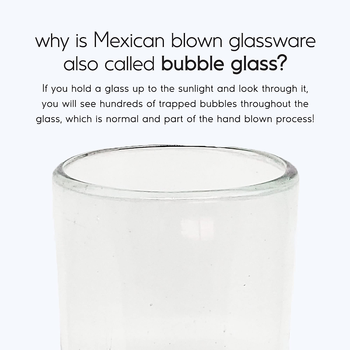 MexHandcraft Clear Blown 20 oz Tall Iced Tea Glasses, set of 6, Mexican Handmade Glassware, Recycled Glass, Lead & Toxin Free (Tall Iced Tea)