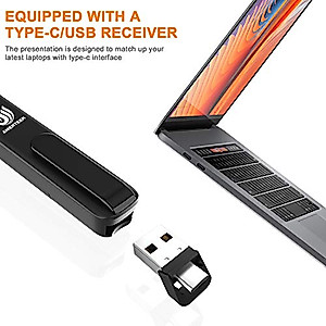 Wireless Presenter, AMERTEER RF 2.4GHz USB and Type-C Presentation Remote with Hyperlink &Volume Control PowerPoint Remote Clicker for Mac Book/Air/Pro
