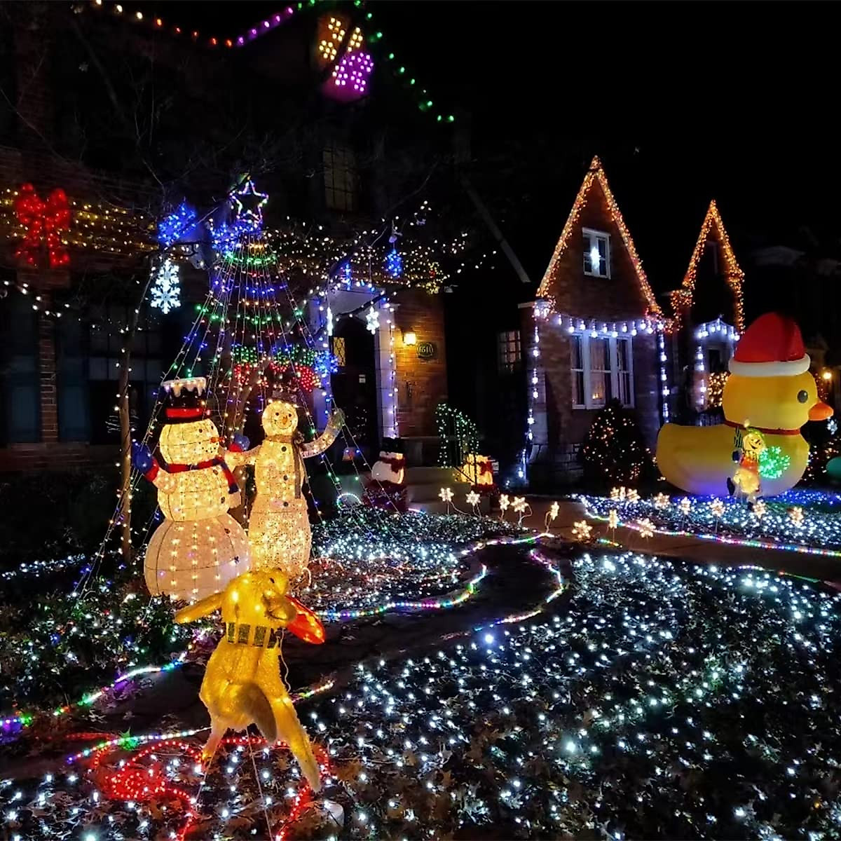 QITONG 2 Pack White Solar Christmas Lights, Each 66ft 200LED Solar String Lights Outdoor Waterproof, 8 Modes White Solar Lights for Outside Tree Yard Garden Christmas Decorations (Cool White)