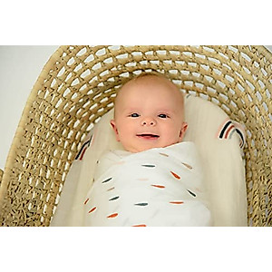 Brilliant Bambino - Baby Swaddle Blanket - 2 Pack | Boho Rainbows + Raindrops Set | Muslin Cotton Blend | Newborn Essentials | Boys & Girls Baby Stuff | Receiving Blanket | Rainbow Baby |