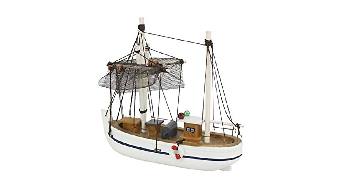 Hampton Nautical 6" Wooden Fishing Boat Model - Nautical Decor
