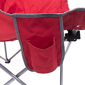 Creative Outdoor Folding Camping Bucket Moon Chair with Side Storage Pocket, Red