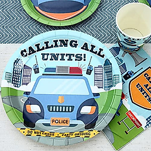 Police Birthday Party Supplies - (Serves 24) - Police Car Dinner Plates, Dessert Plates, Cups, Napkins. Swat decorations for Kids, Boys, Girls and More. Cops and Robbers Party Supply.