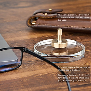 DjuiinoStar Spinning Top: Long Lasting (5-8 Minutes), with Glass Base (Diameter: 3.15"; Focal Length: -30cm; Edge Polished) and Carry Case, CNC Machined, Time Killer, EDC Desk Toy, Fancy Gift DST-805B