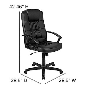 Flash Furniture Biscayne Flash Fundamentals High Back Black LeatherSoft-Padded Task Office Chair with Arms