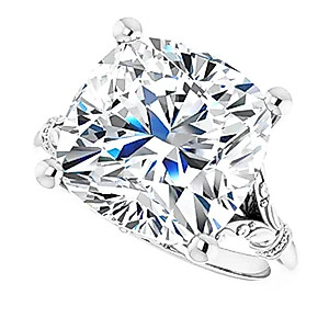 Cushion Moissanite Engagement Ring Set 7 CT Handmade 18K Solid White Gold Ring for Women Solitaire Colorless Diamond Anniversary Halo Bridal Wedding Rings Proposal Gift VVS1 Colorless