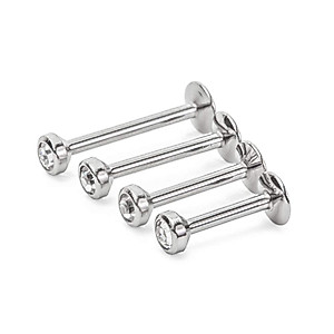 Painful Pleasures 20g Internally Threaded Labret Post with Crystal Jewel Top - Price per 1-6mm ~ 1/4"