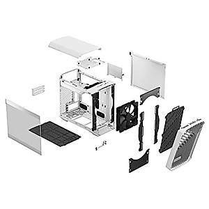 Fractal Design Torrent Nano White - Clear Tint Tempered Glass Side Panel - Open Grille for Maximum air Intake - 180mm PWM Fan Included - Type C - mITX Airflow Mini Tower PC Gaming Case